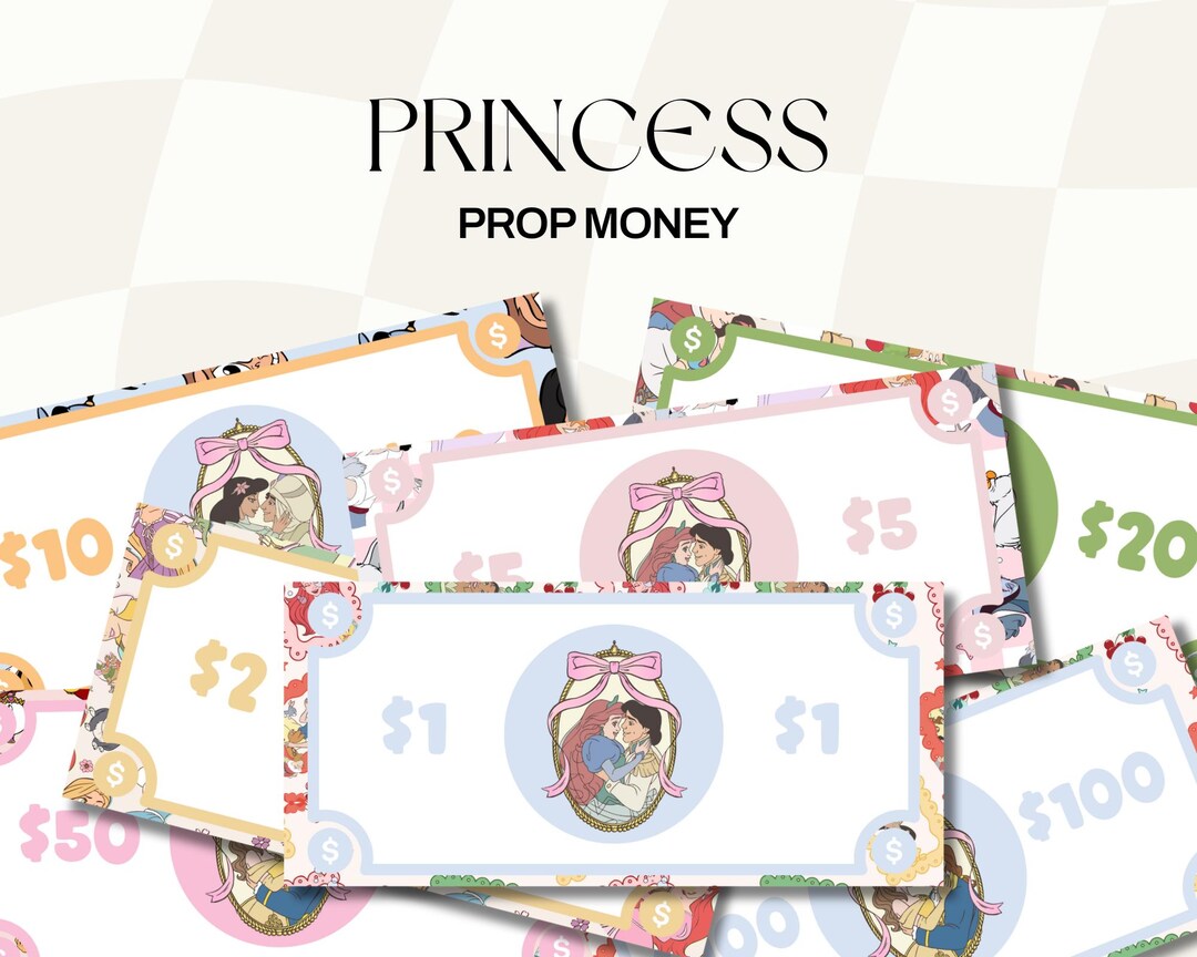 Princess Themed Play Money | Fairy Tale Savings Challenge A6 Prop Money ...