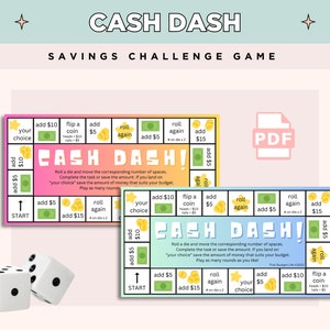 Cash Dash Game Board Savings Challenge, Savings Game, Printable, Cash ...
