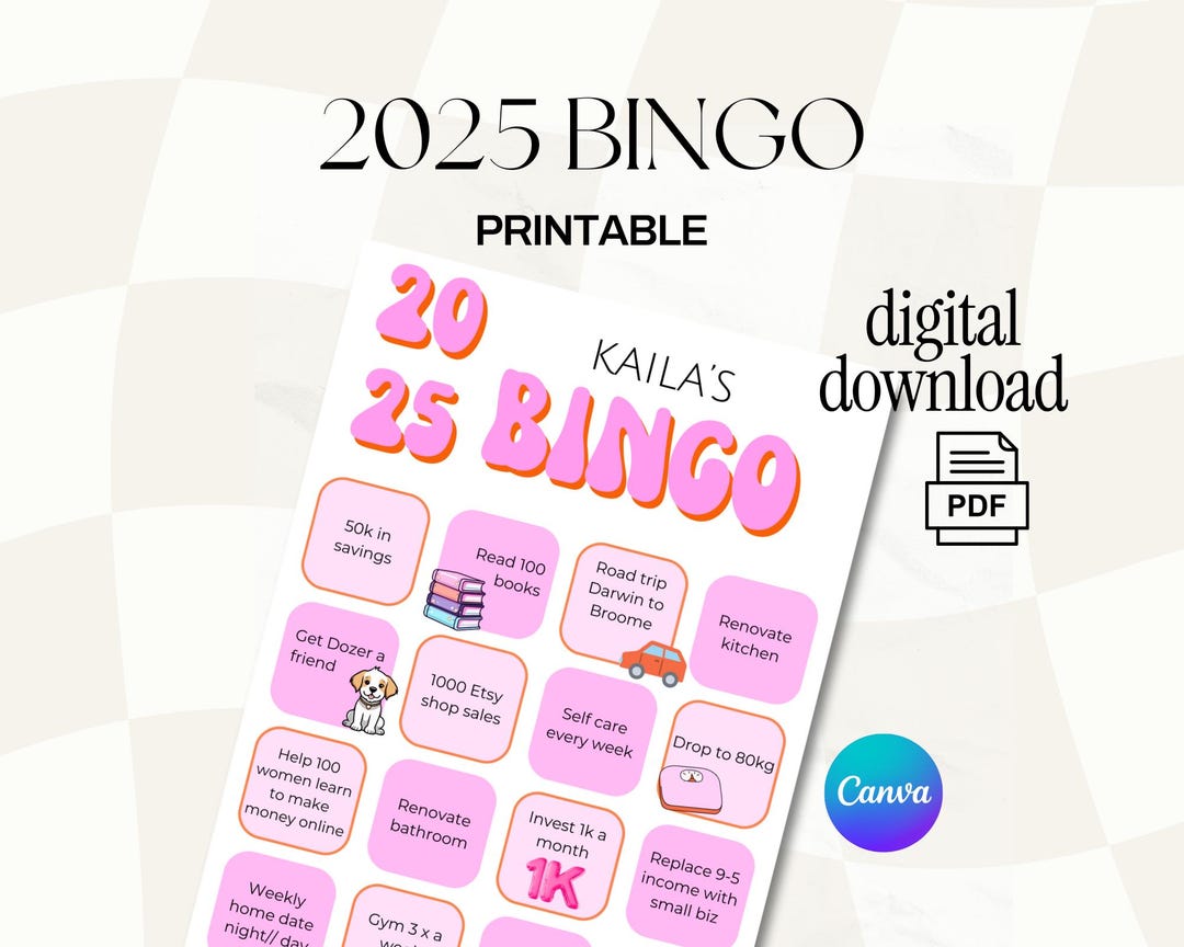 2025 BINGO Card for Goal Setting Vision Board Activity With Vision ...