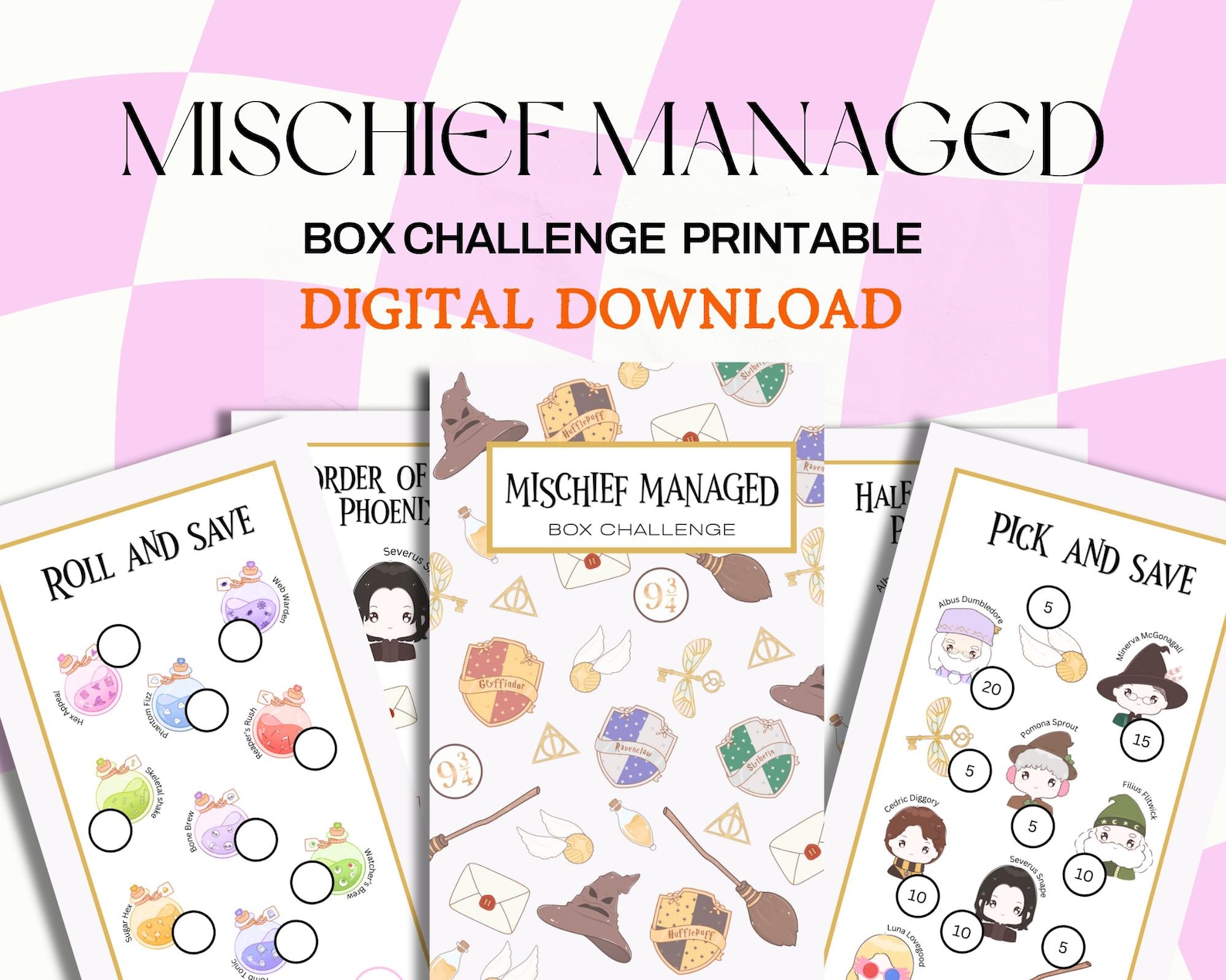 Mischief Managed Box Challenge Printable | Savings Game PDF Savings ...