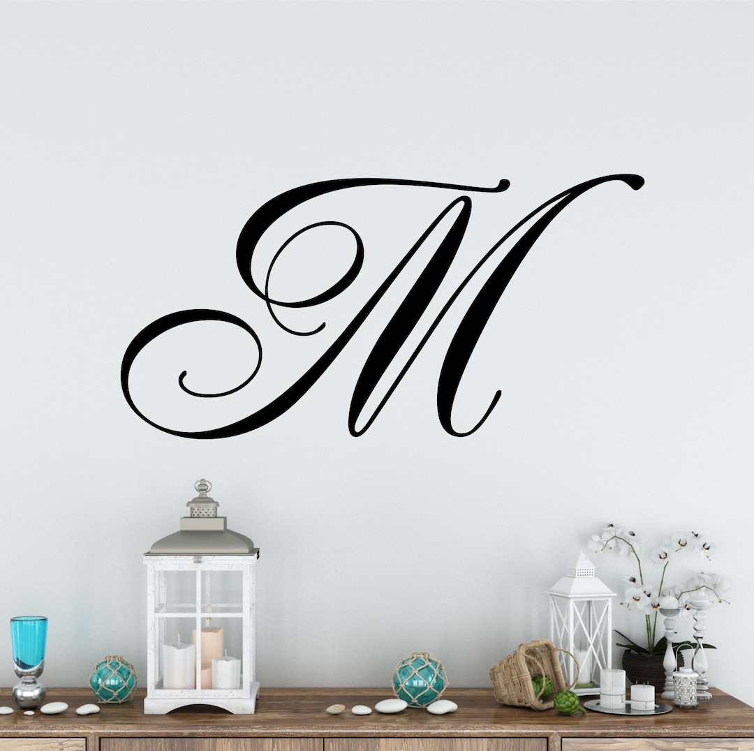 Initial Wall Decal Monogram - Large 22" Wall Decal Single Vinyl Letter ...