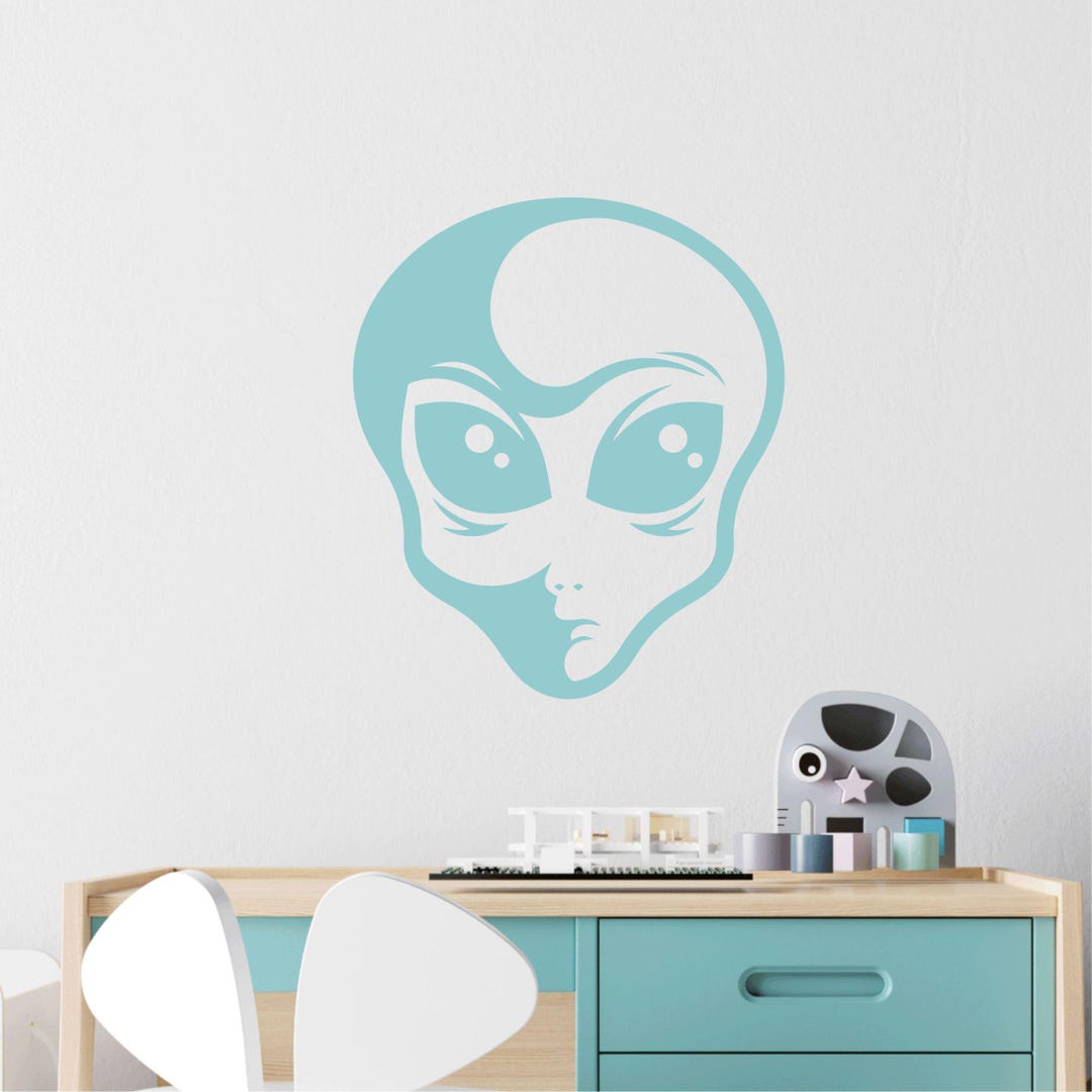 Alien Wall Decal - Alien Head Kids Wall Decal - Alien Decor - Outer ...