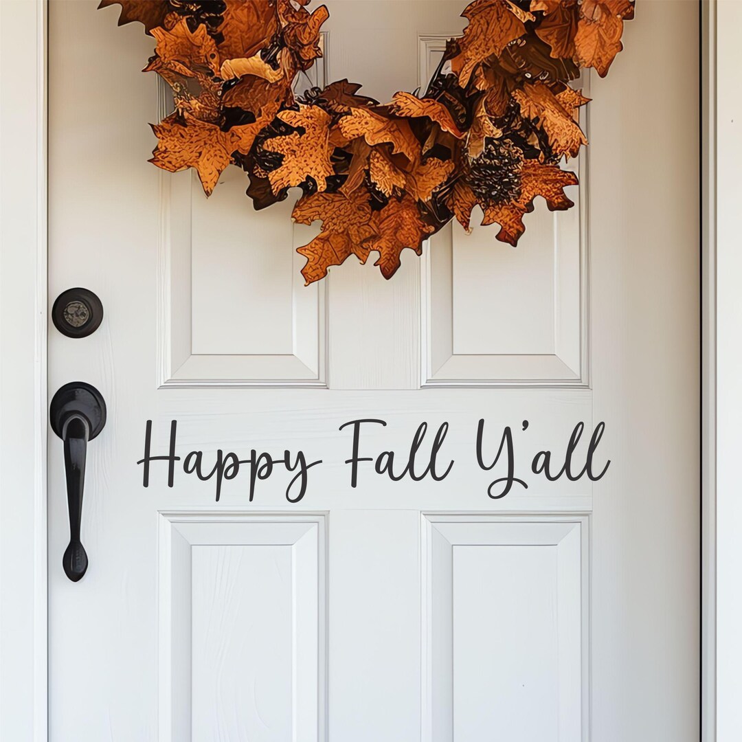 Happy Fall Y'all Front Door Decal Happy Fall Door Sign - Etsy