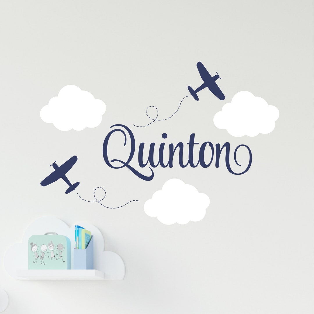 Airplanes and Clouds Nursery Wall Decals - Airplane Room Decor ...
