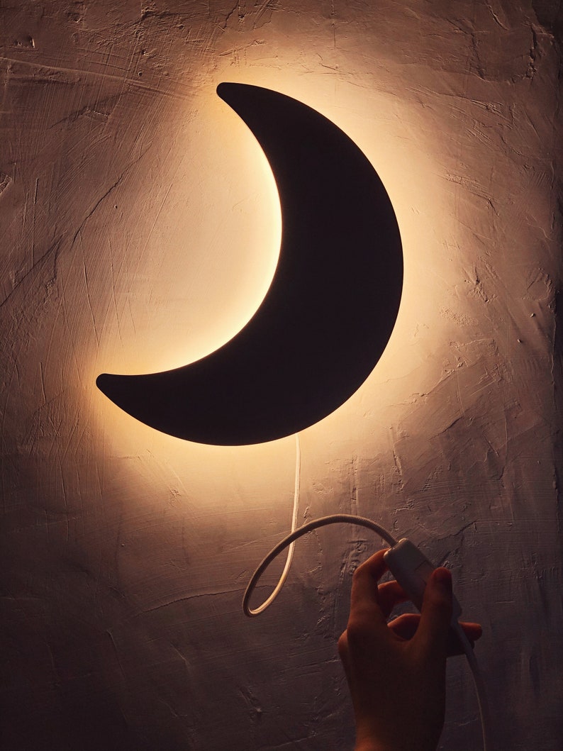 Moon Wall Kids Decor Nursery Night Light Baby Room Lamp - Etsy