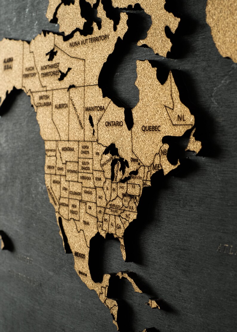 World Cork Map Push Pin Wall Map Wall Art Decor | Etsy