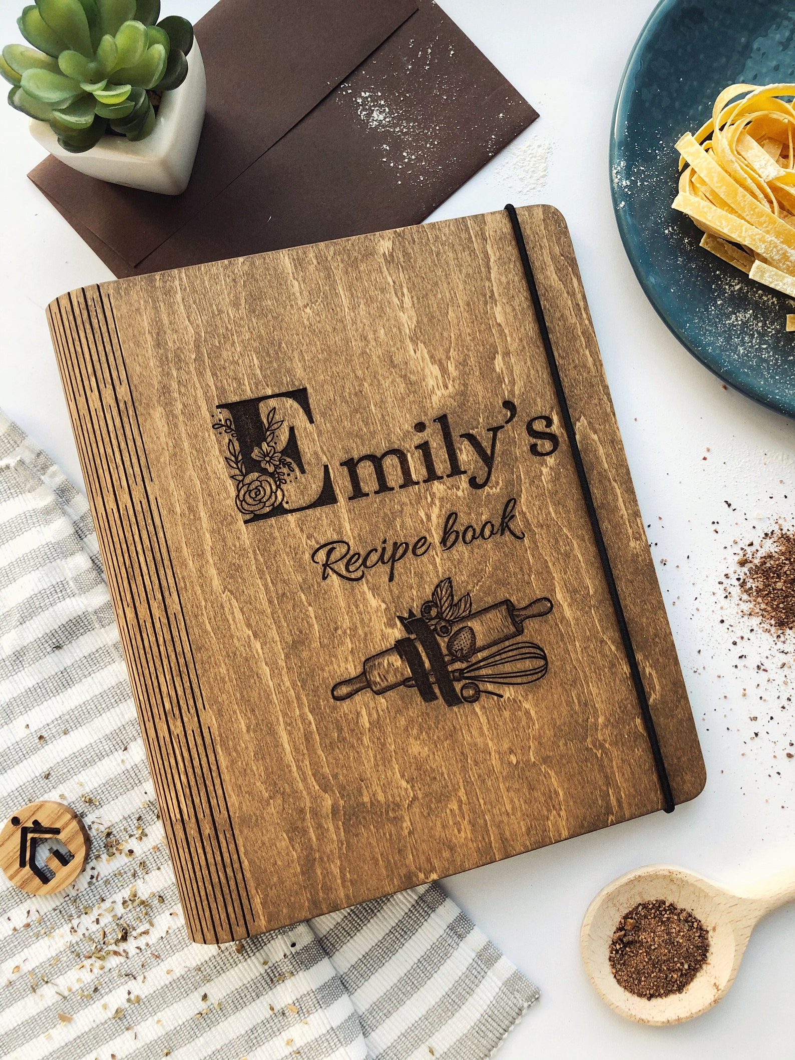 Custom Recipe Book Binder Wooden Recipe Journal Blank Cookbook Etsy
