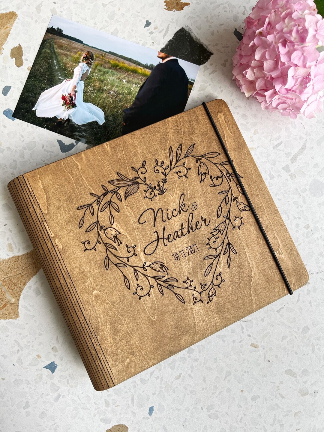 Wedding Scrapbook Album, Wood Photo Album, Personalized Wedding Photo ...