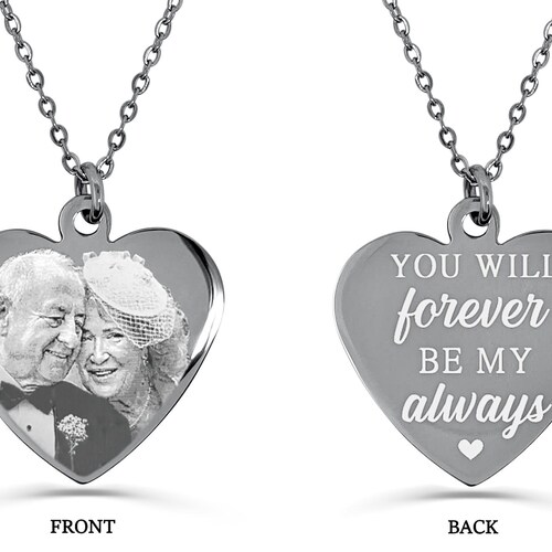 Personalized Photo Picture Heart Necklace Engraved Photo - Etsy