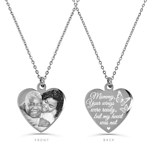 Loss of Mother Remembrance Gift Memorial Necklace for Daughter Memorial Jewelry Engrave Photo Heart Necklace Mom Necklace Sympathy Gift