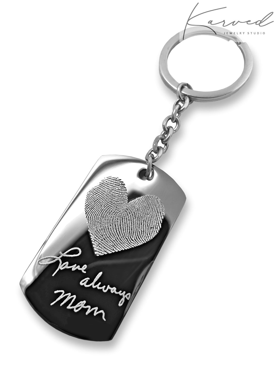 Actual Fingerprint Keychain Engraved Fingerprint Handwriting - Etsy
