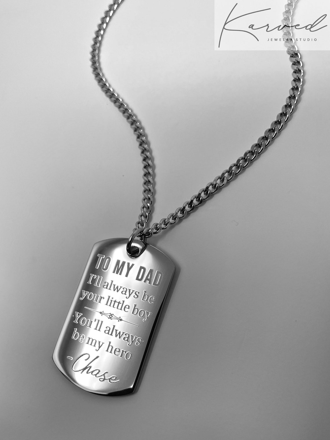 Mini Dog Tag Necklace Small Photo Engraved Necklace - Etsy