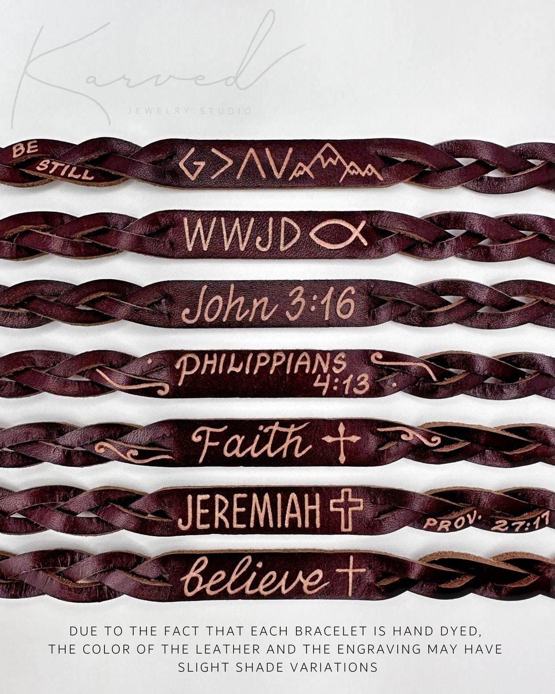 Personalized Braided Leather Bracelet, Engraved Name Leather Bracelet ...