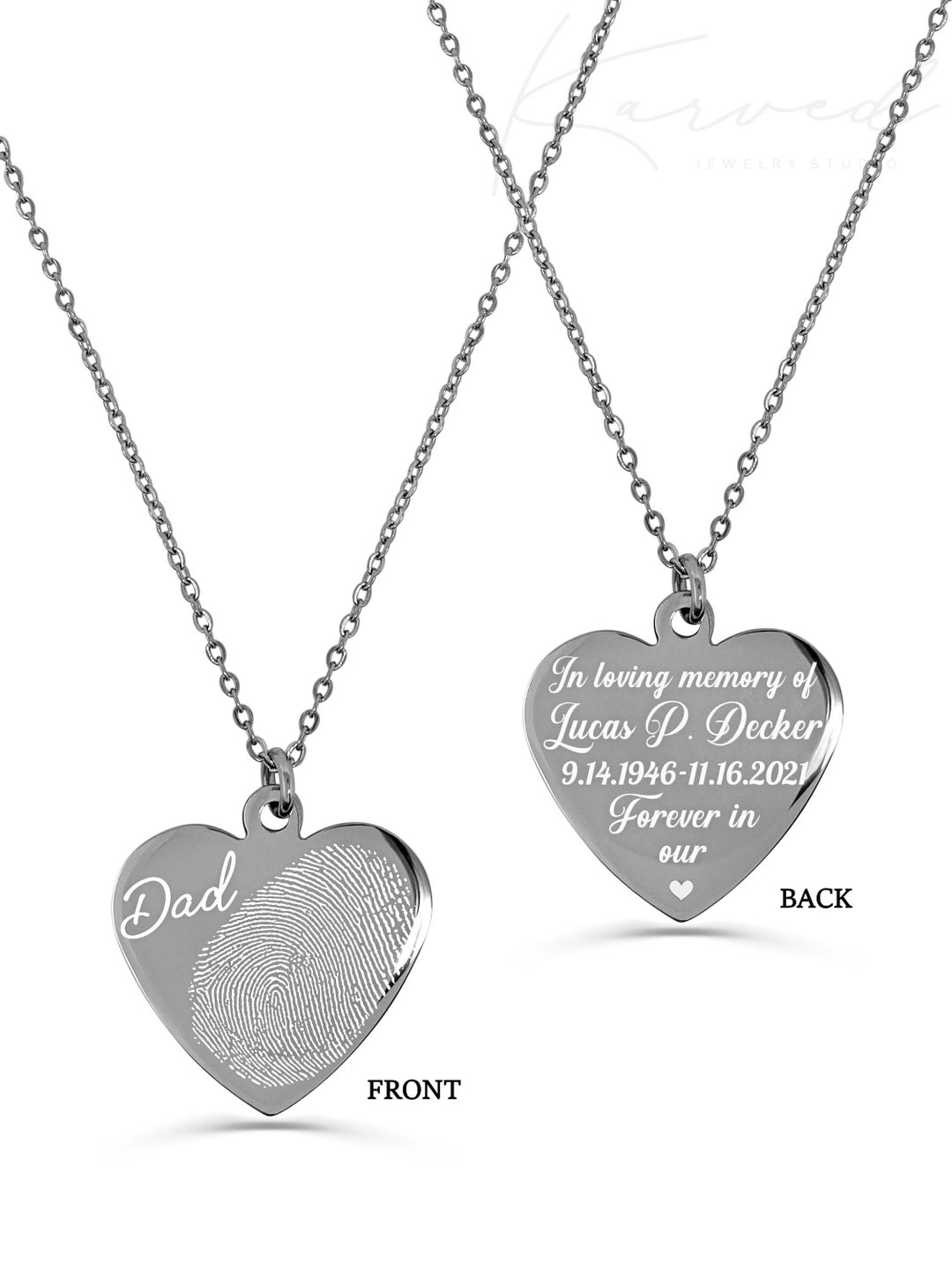 Fingerprint Handwriting Necklace Memorial Fingerprint - Etsy