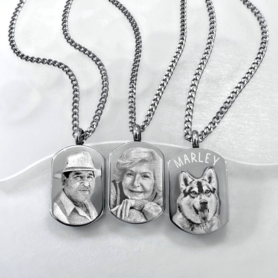 Dog Tag Urn Necklace, Photo Engraved Urn, Personalize Cremation Urn ...