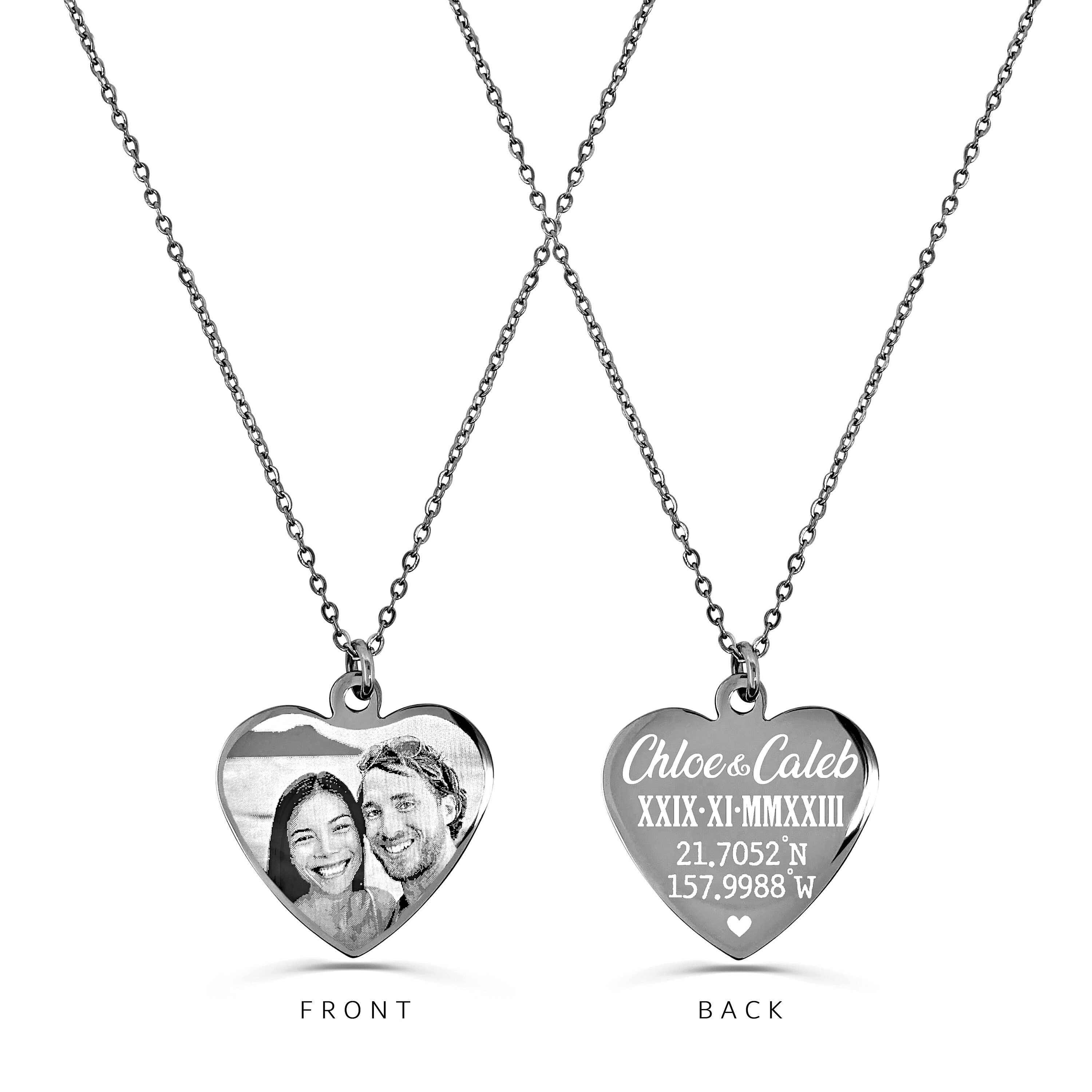 Personalized heart necklace with picture store