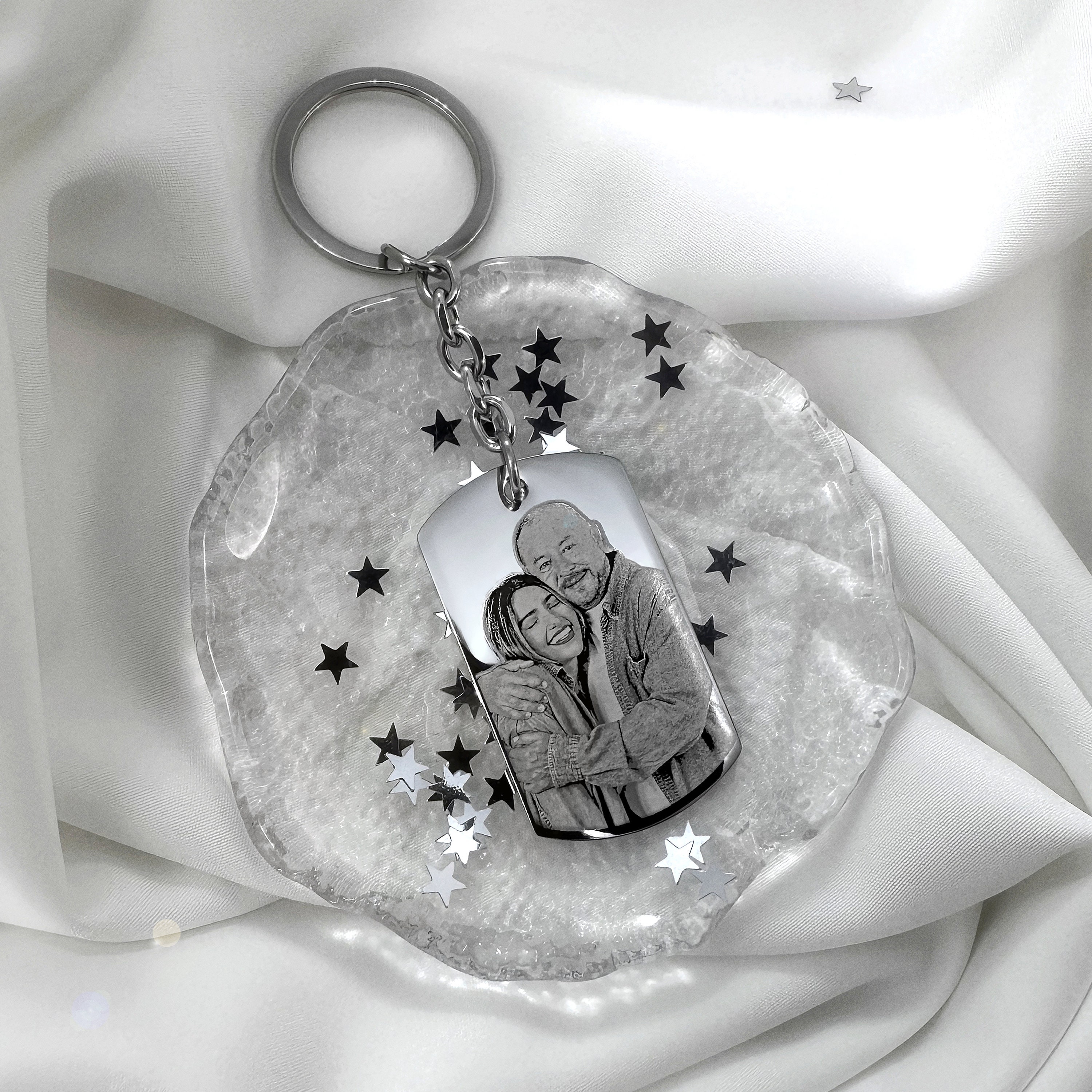 Personalized Memorial Keychain, Actual Fingerprint Keychain, Customized ...