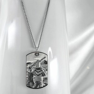 Memorial Photo Gift, Picture Necklace for Men, Custom Fingerprint ...