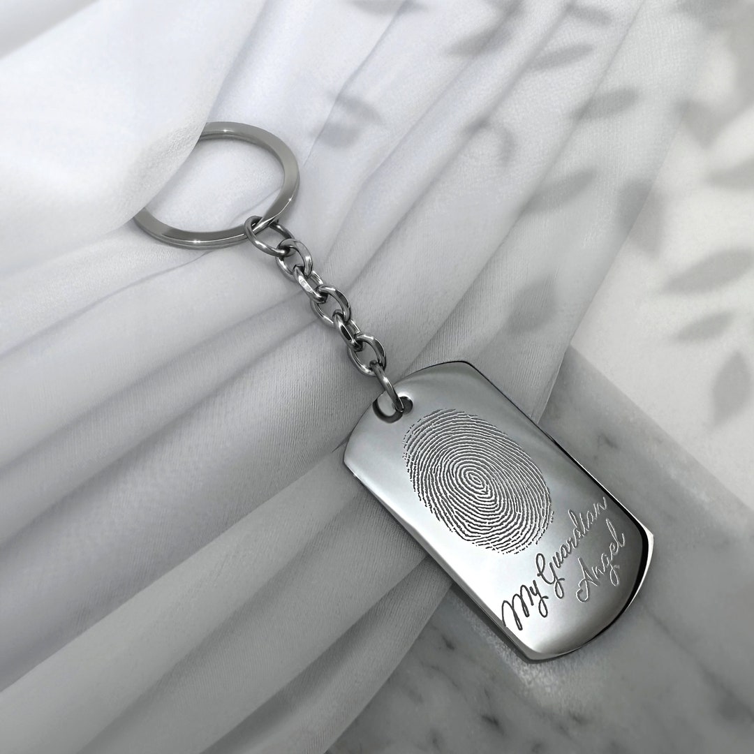 Fingerprint and Photo Keychain, Custom Fingerprint Jewelry, Guardian ...