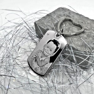 Engraved Custom Keychain for Men, Photo Dog Tag Key Chain, Custom ...