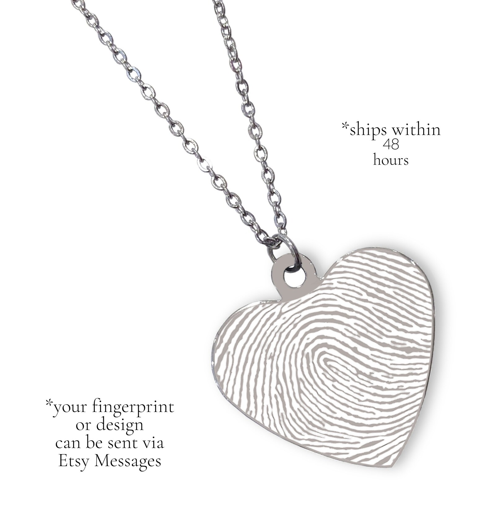 Thumbprint Necklace Engraved Fingerprint Handwriting Jewelry | Etsy