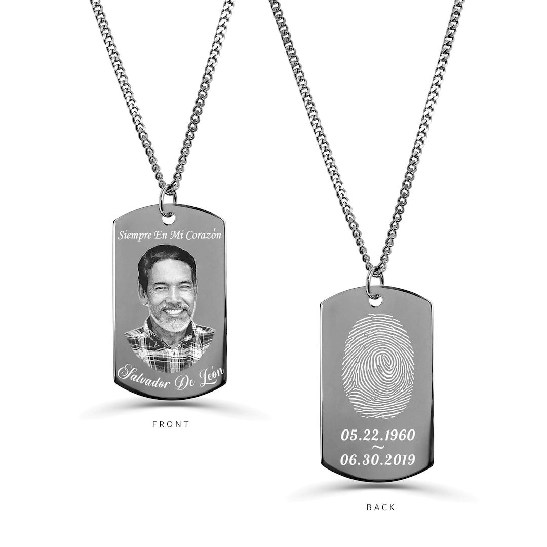 Fingerprint and Photo Necklace, Custom Fingerprint Jewelry, Fingerprint ...