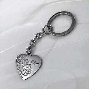 Actual Fingerprint Stainless Steel Keychain, Engraved Thumbprint Car ...