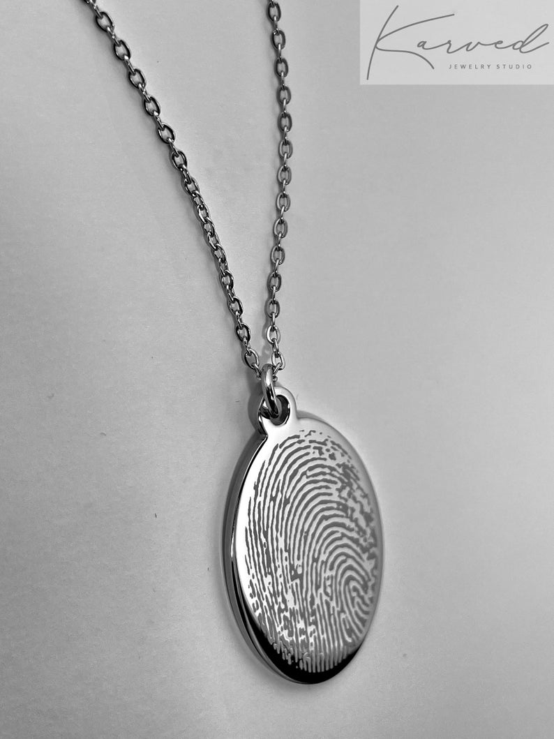 Your Fingerprint Necklace Silver Fingerprint Jewelry - Etsy