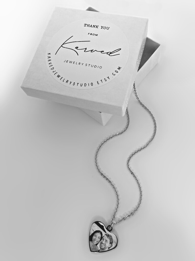 Personalized Heart Necklace Engraved Photo Necklace Photo - Etsy
