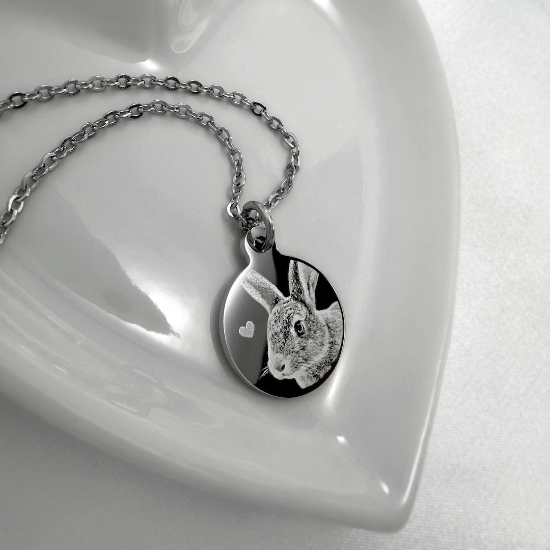 Actual Bunny Portrait Necklace From Photo, Custom Rabbit Memorial ...