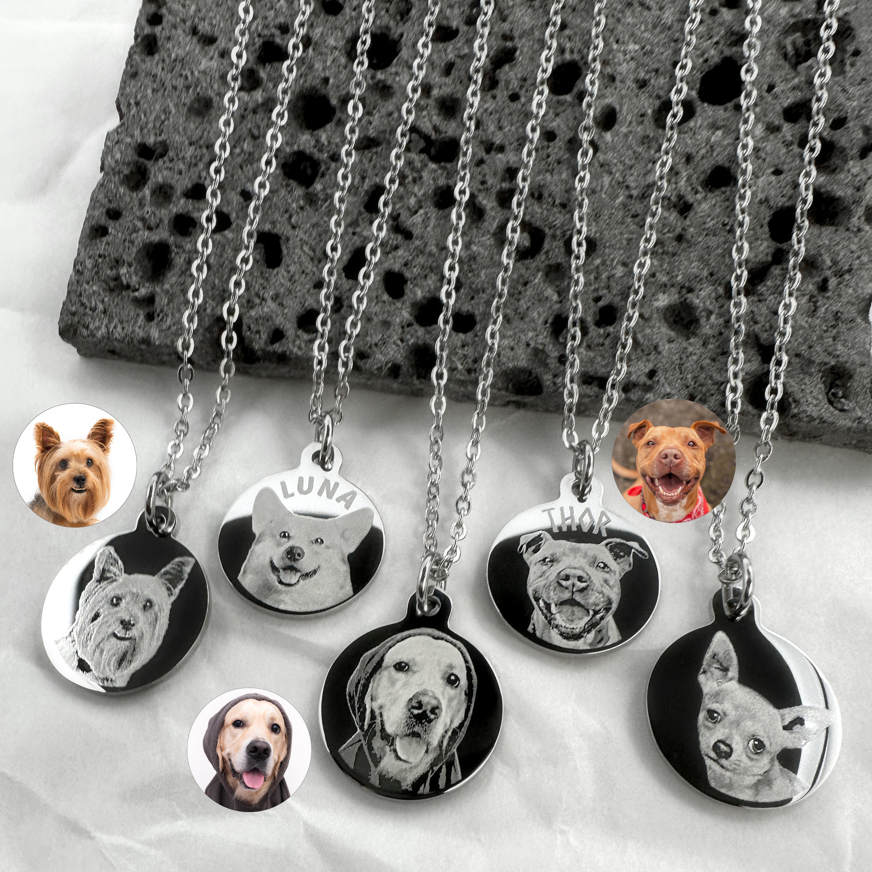 Actual Custom Pet Paw Print Necklace, Dog Paw Print and Picture ...