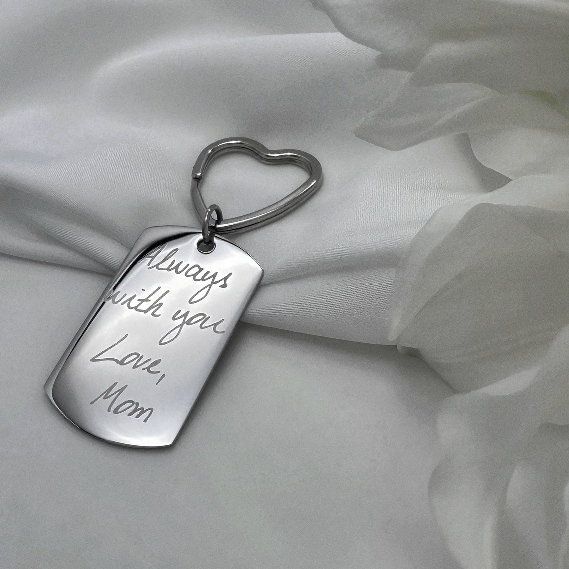 Personalized Memorial Keychain, Actual Fingerprint Keychain, Customized ...