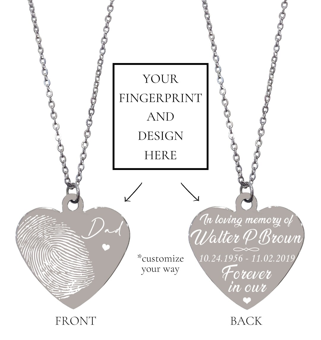Actual Fingerprint Necklace Engraved Fingerprint Jewelry - Etsy