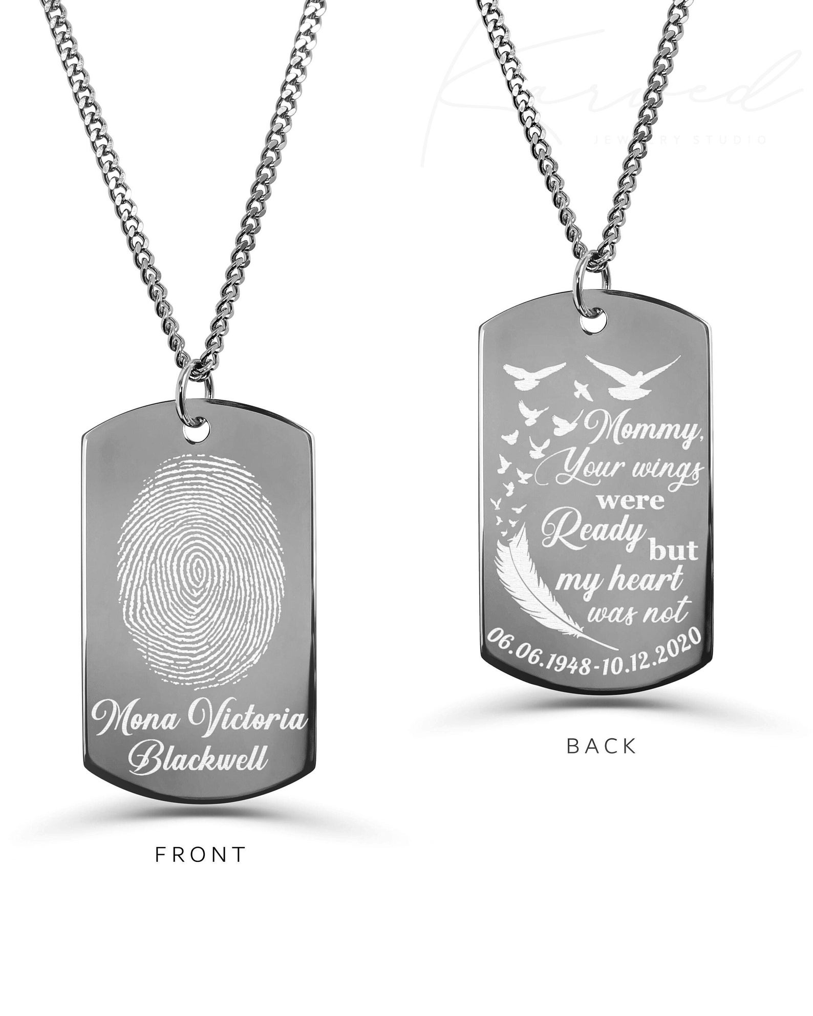 Actual Fingerprint Necklace Engraved Fingerprint Jewelry - Etsy