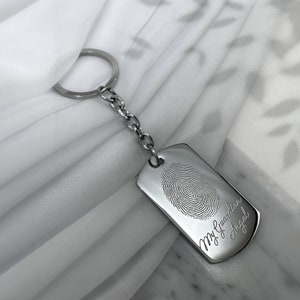 Personalized Memorial Keychain, Actual Fingerprint Keychain, Customized ...