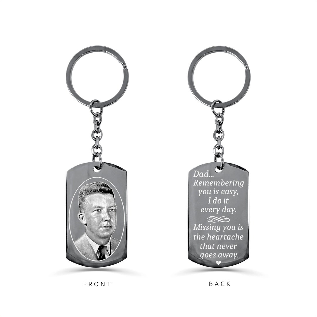 Dad Memorial Keychain Loss of Father Photo Keychain in Memory of Daddy ...