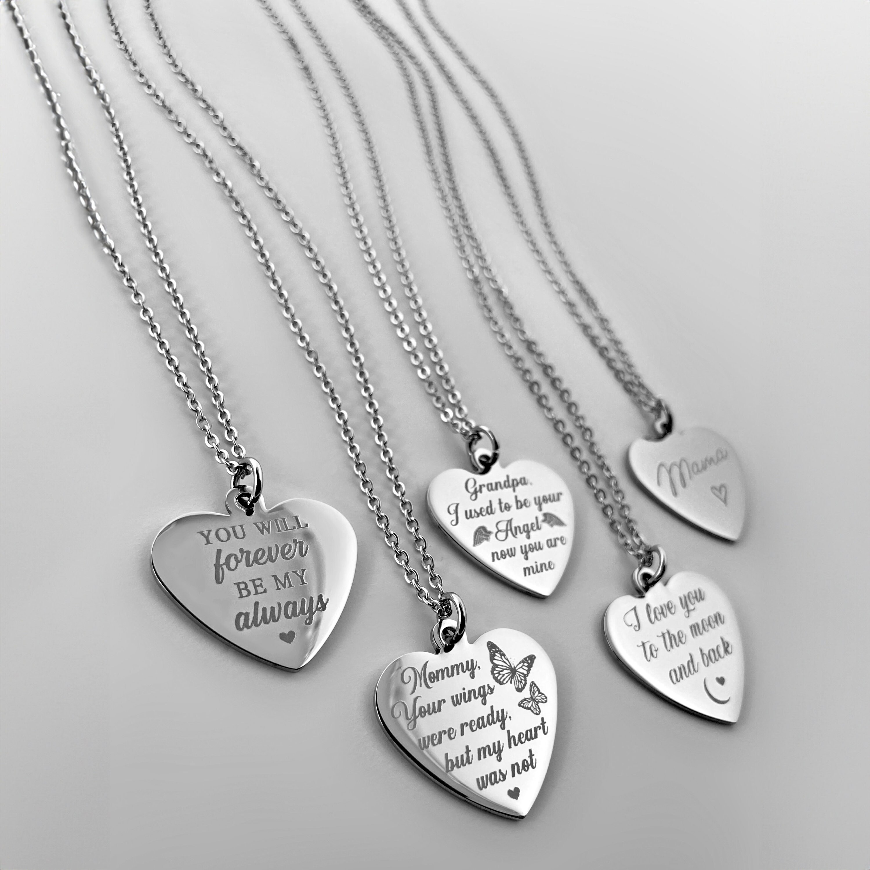 Engraved Heart Necklace, Personalized Memorial Jewelry With Photo ...