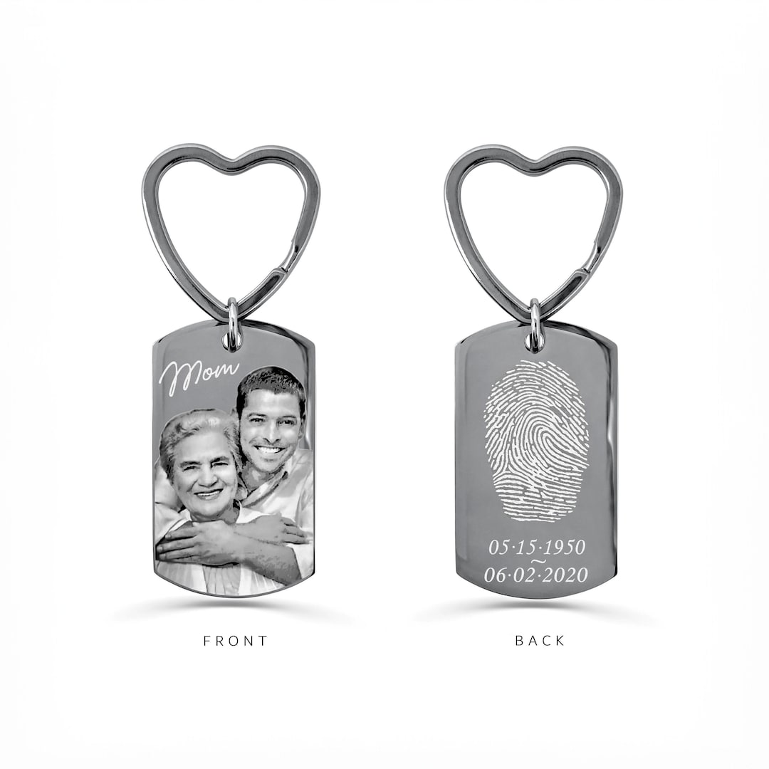 Actual Fingerprint Keychain, Engraved Thumbprint Keyring, Your ...