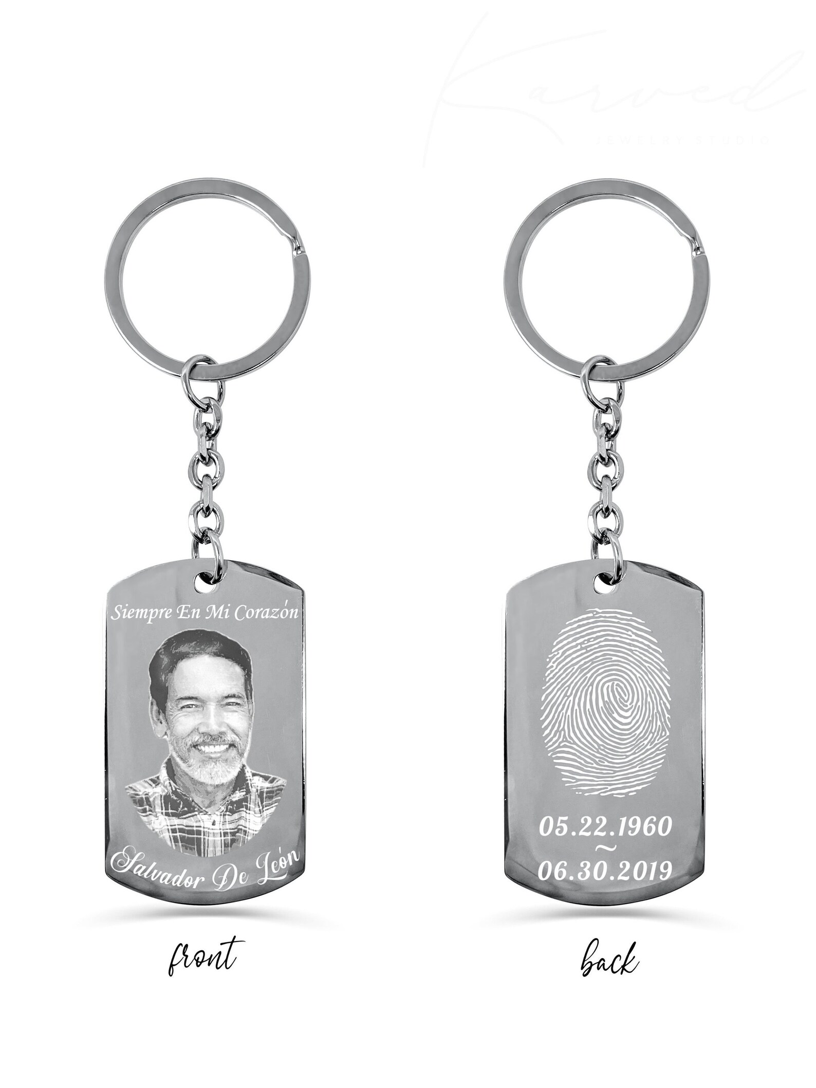 Actual Fingerprint Keychain Engraved Fingerprint Keychain - Etsy