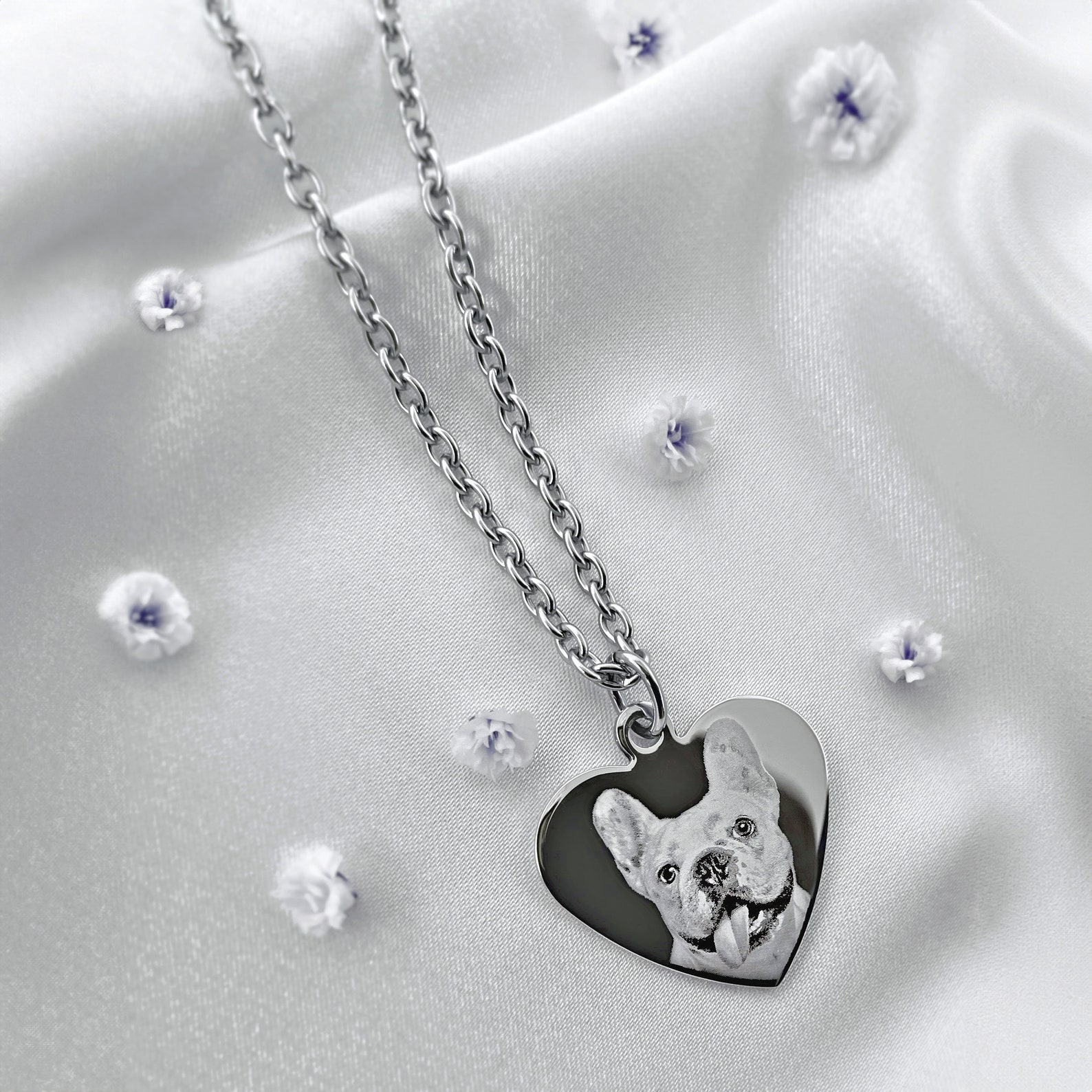 Engraved Heart Necklace, Personalized Memorial Jewelry With Photo ...