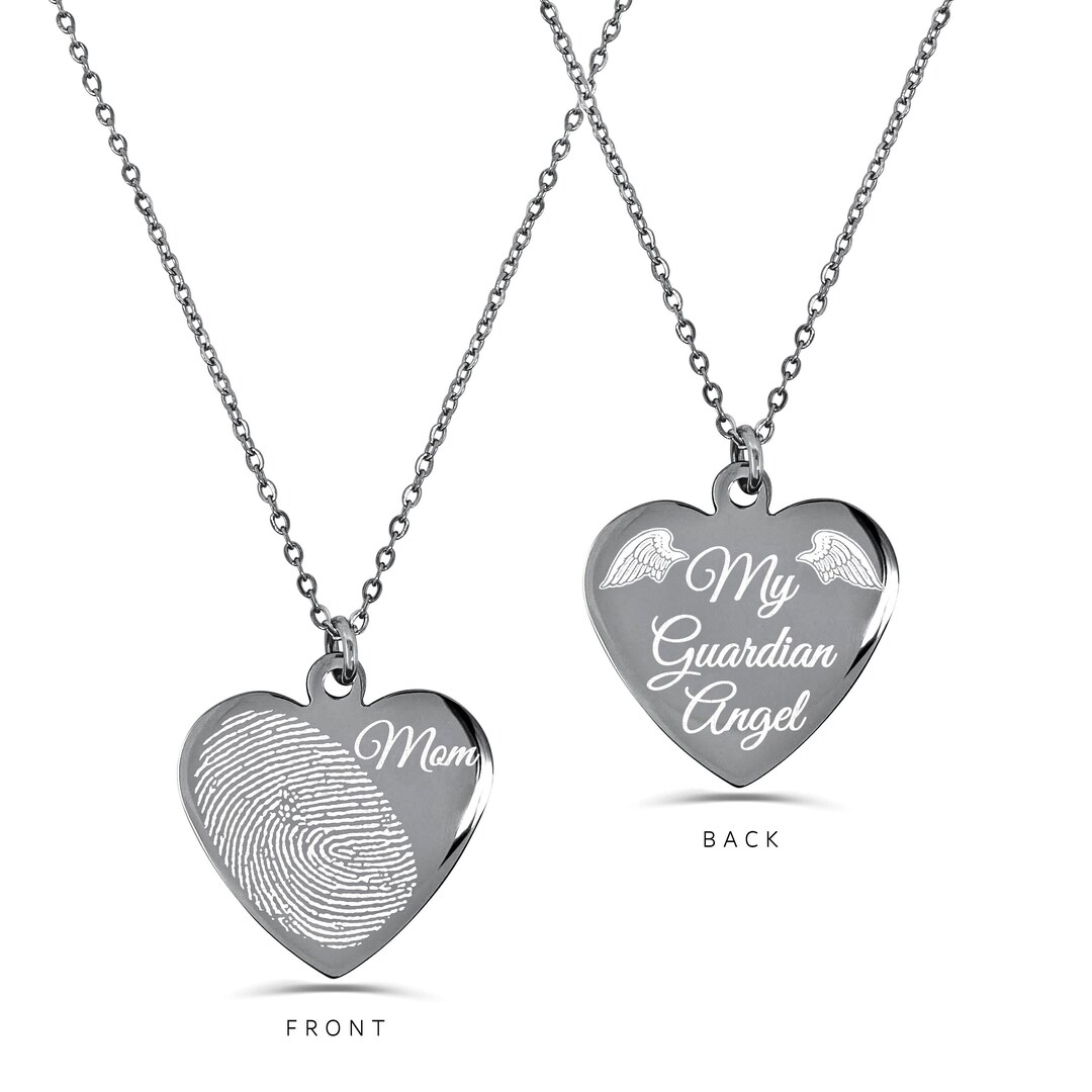 Memorial Fingerprint Jewelry, Actual Thumbprint Necklace, Engraved ...