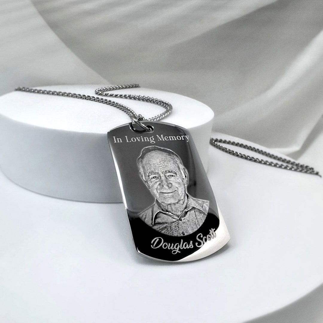 In Loving Memory Custom Dog Tag Necklace, Personalized Engraved Photo ...