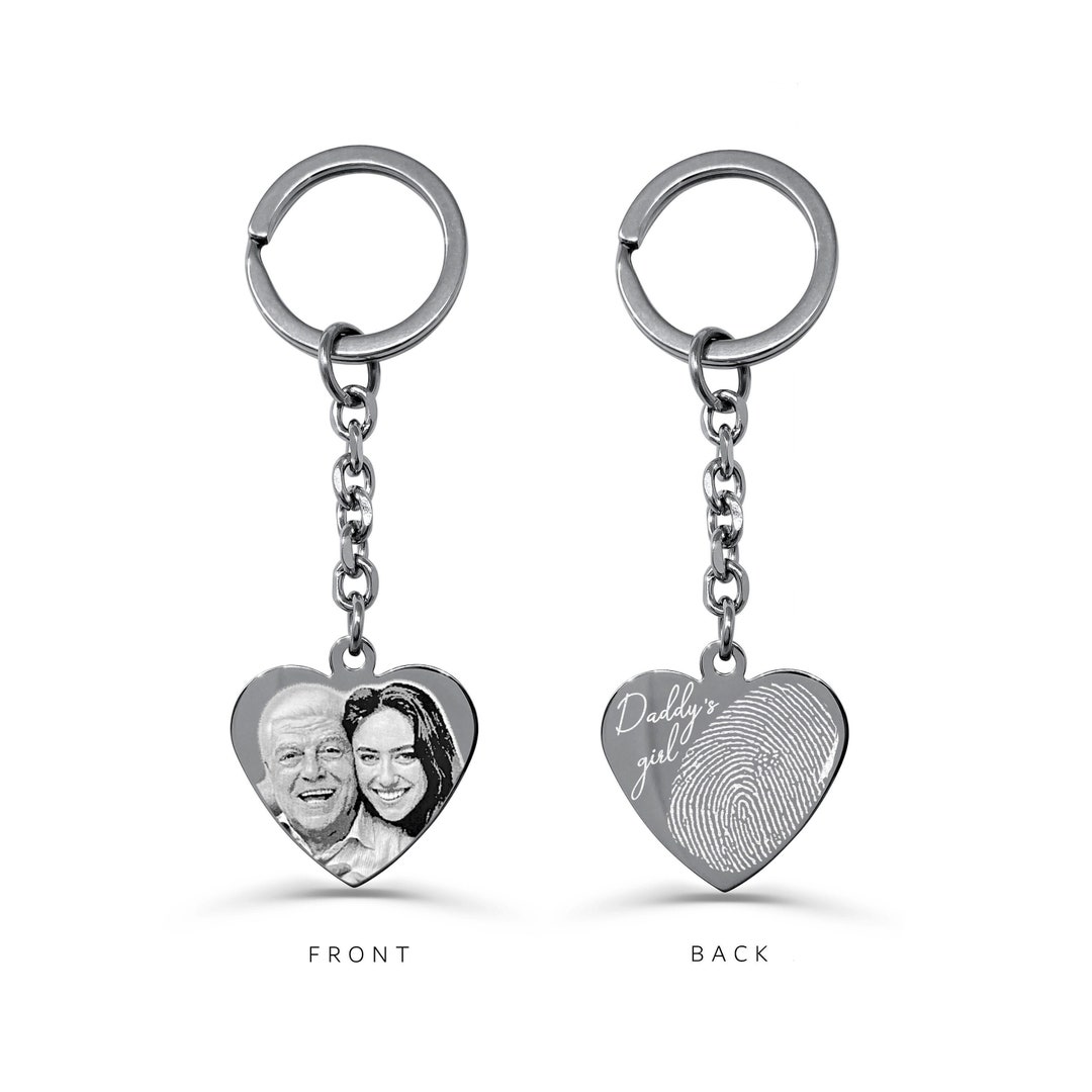 Actual Fingerprint Keychain, Engraved Fingerprint Keyring, Heart ...