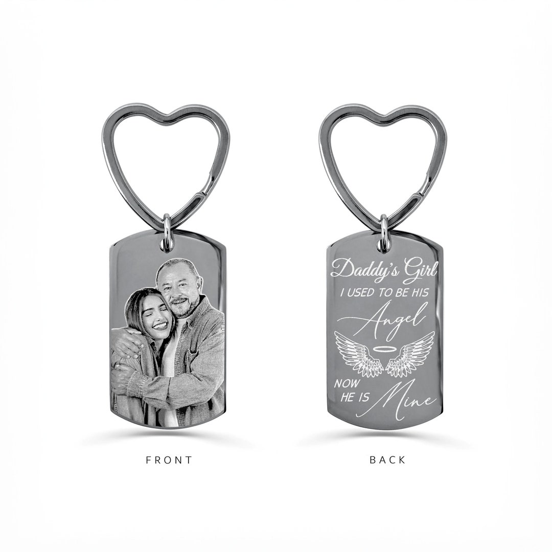 Dad Memorial Keychain Loss of Father Photo Keychain in Memory of Daddy ...