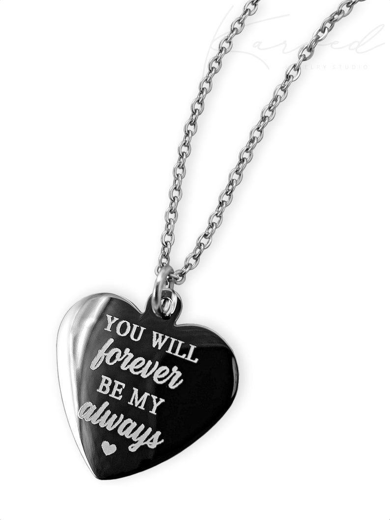 Personalized Free Engraved Photo Text Heart Pendant Necklace - Etsy