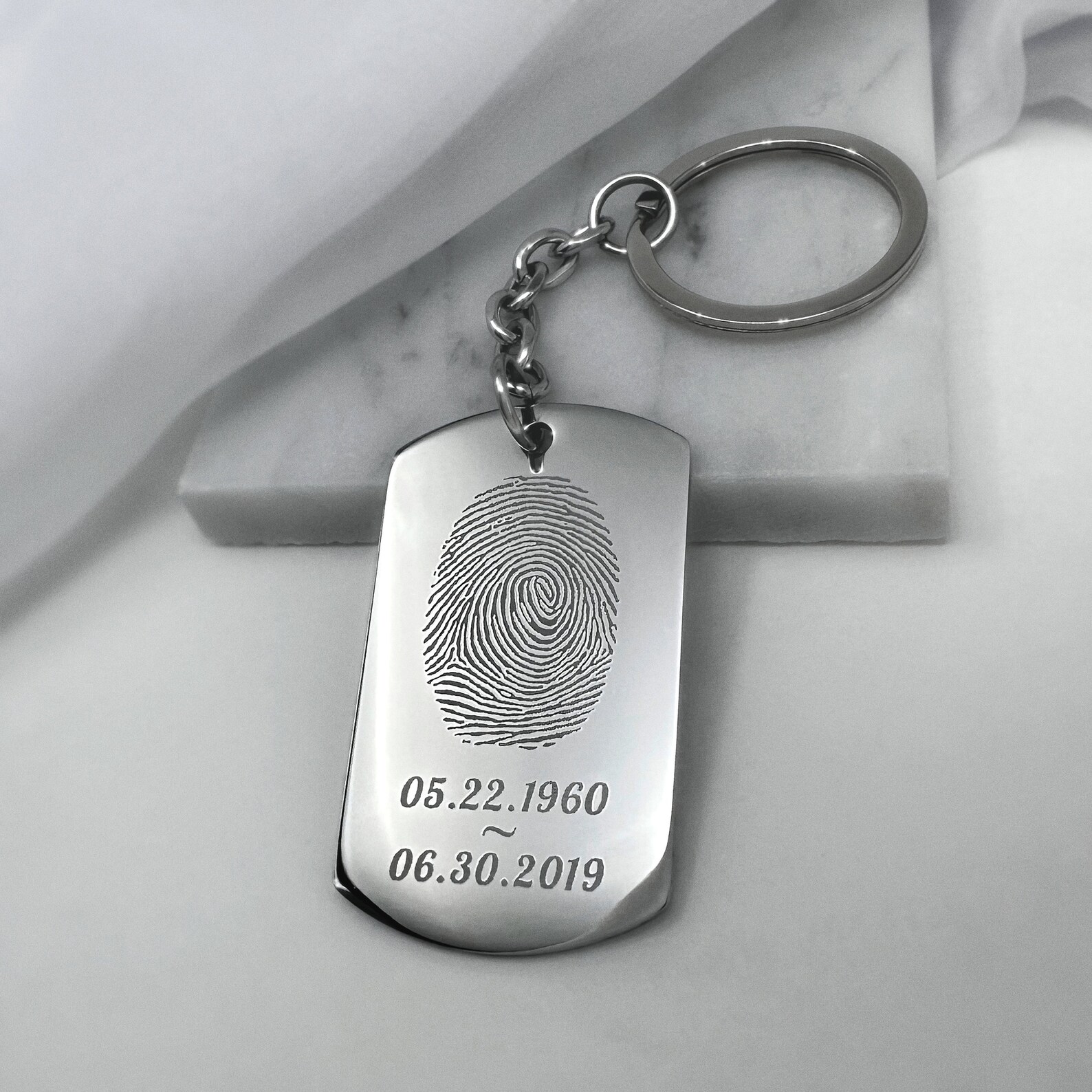 Actual Fingerprint Keychain, Engraved Fingerprint Keychain, Thumbprint ...