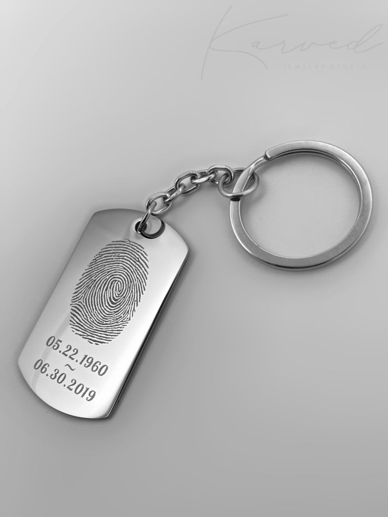 Actual Fingerprint Keychain Engraved Fingerprint Keychain - Etsy