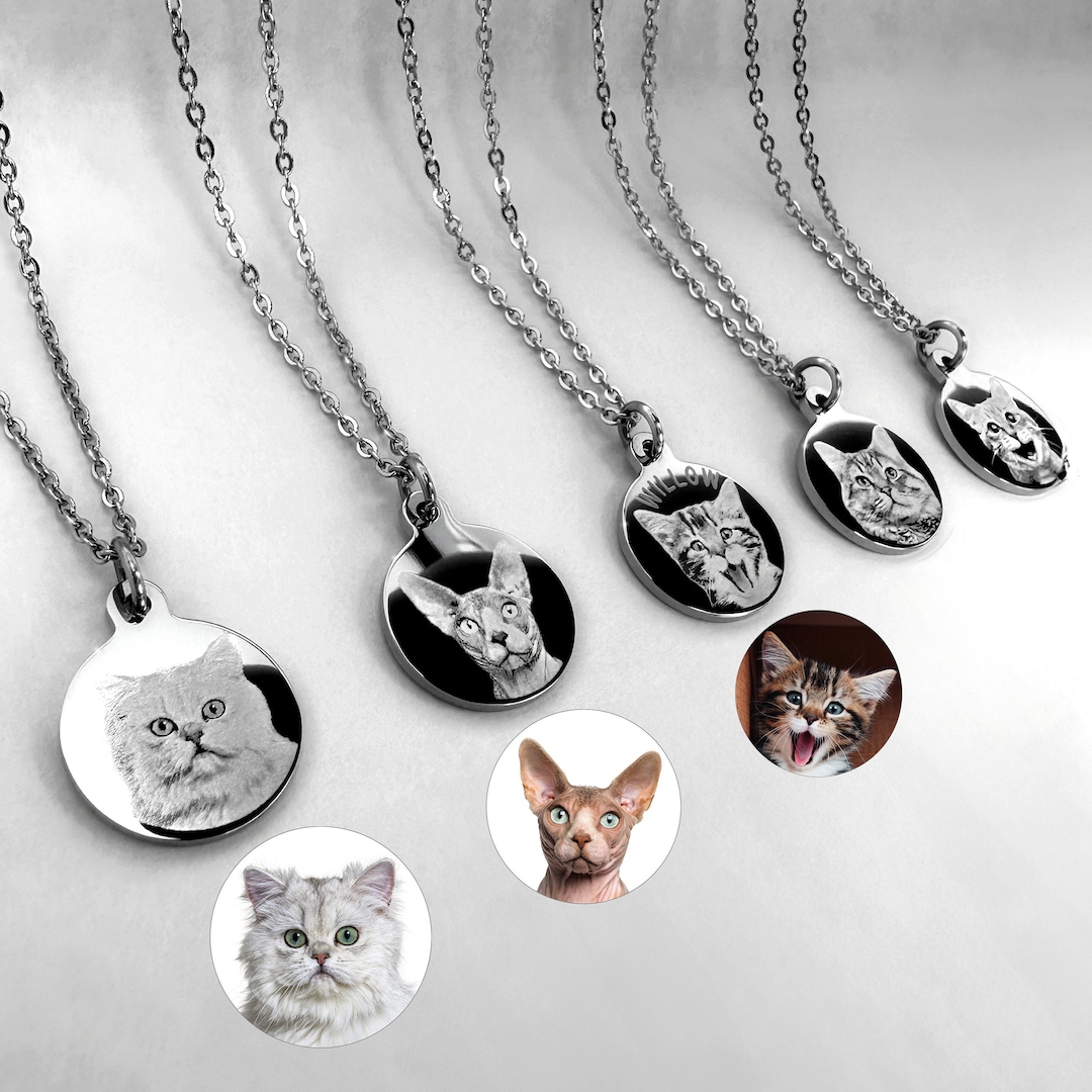 Custom Pet Portrait Necklace Jewelry Gift Dog Animal Lovers Gift Pet ...