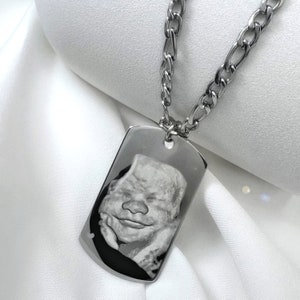 Memorial Photo Gift, Picture Necklace for Men, Custom Fingerprint ...