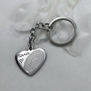 Personalized Memorial Keychain, Remembrance Keychain, Fingerprint ...
